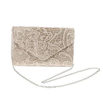 Frcolor Pochette Soirée Satin avec Motif Dentelle Élégante pour Femme Sac Main Banquet Chic pour Fête et Cérémonie Couleur Abricot