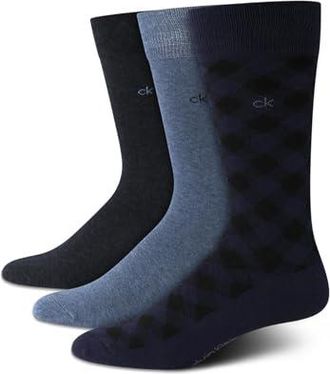 Calvin Klein Casual Flat Knit Cotton Mens Crew Socks 2 pack, Chaussette classique Pour des hommes, Navy, 43/46
