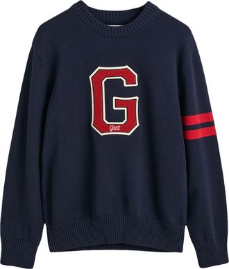 GANT Herren Seasonal G C-Neck Pullover, Evening Blue, Large