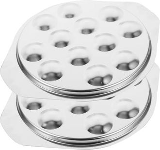 UPKOCH Assiette &Agrave; Escargots En Inox 12 Trous Plateau De Cuisson Pour Escargots Et Fruits De Mer Compatible Lave-Vaisselle 8.74X7.28X0.59 Pouces
