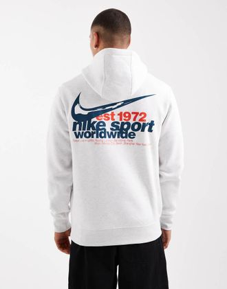Nike Club - Sweat à capuche avec imprimé style sport - Blanc