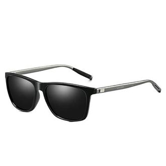 Generic Lunettes de soleil minimalistes &agrave; monture carr&eacute;e - Design polaris&eacute;, protection UV400, nuances dext&eacute;rieur tendance, Monture noire - Verres gris, Taille