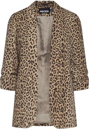 Pieces PCBOSS 3/4 Printed Blazer Noos, Naturel/AOP : léopard, M Femmes