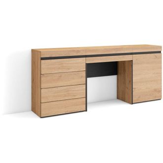 Skraut Home Schminktisch, Frisiertisch mit Stauraum, 177x75x35 cm, mit Schublade, Kommode mit Schubladen, Moderner Stil, Eiche - Skraut Home