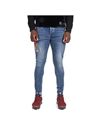 Project X Paris Jean Skinny Bleu Rose brod&eacute;e Bleu 34US