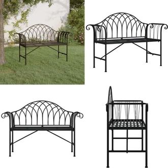 vidaXL Vidaxl - 2-Sitzer-Gartenbank 128 cm Schwarz Stahl - Gartenbank - Metall Gartenbank - 2er Gartenbank - Schwarze Gartenbank - Stahll Gartenbank - Home