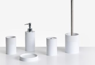 Beliani Badaccessoires Set 5-teilig Kunstharz wei&szlig; strukturiert Bad-Zubeh&ouml;r Sepahua