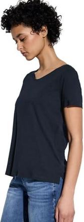 Street One A322897 T-Shirt Basique de Couleur Unie, Bleu foncé, 38 Femmes
