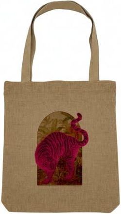 Fabulous Sac Shopping Tote Bag Aspect Lin - Tigre Rose Japon Botanique d&eacute;tournement Collage Nature Jungle Vintage Illustration Zoomer Streetwear - Sac de Cours