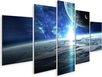 Islandburner Bild auf Leinwand Universum Planeten Sterne Und Galaxien Im Weltraum Kinder/Jugendzimmer Bilder Wandbilder Poster