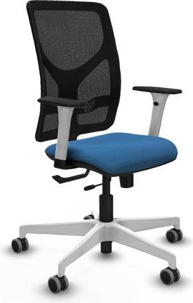 Piqueras y Crespo B&uuml;rostuhl, blau mit wei&szlig;en und schwarzen Armlehnen, h&ouml;henverstellbare Lendenwirbelst&uuml;tze, ausgestattet mit Syncro/Traslack und Schneideschaum, Schwarz