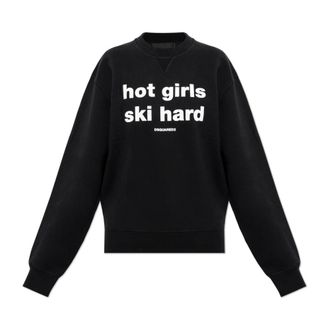 Dsquared2 Femme, Sweatshirts et sweats &agrave; capuche, Noir, Taille: 40 FR SweaT-shirt imprim&eacute;