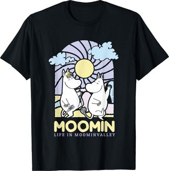 Moomin Life In Moominvalley Buntglas-Stil, dunkel T-Shirt