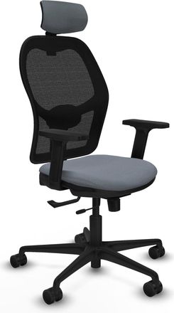 Piqueras y Crespo Ergonomischer B&uuml;rostuhl mit 2D-Armen, h&ouml;henverstellbare Lendenwirbelst&uuml;tze und h&ouml;henverstellbares Kopfteil, Schwarz / Grau