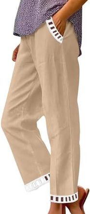 Generic Pantalon d&eacute;t&eacute; 3/4 en mousseline pour femme - Pantalon d&eacute;t&eacute; l&eacute;ger - Pantalon d&eacute;t&eacute; 7/8 avec poches - Pantacourt stretch - Pantalon &agrave; enfiler - Pantalon 