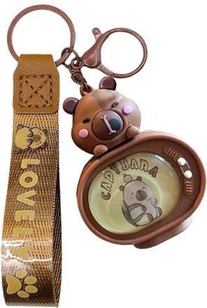 Generico Joli porte-clés en forme danimaux, porte-clés Capibara, ornement avec lumière LED en forme de TV pour sacs à dos, sacs et salle de sport pour garçons 