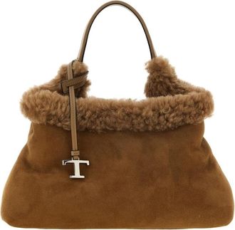 Tod's Wildleder und Lammfellbesetzte Tote Bag - - Bags - Damen - Braun - ONE SIZE
