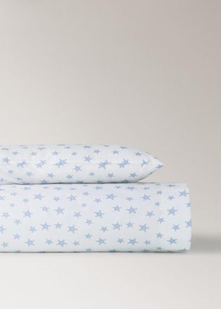 Mango Set de drap-housse berceau en percale de coton &agrave; imprim&eacute; &eacute;toiles bleu - Home - 75x100cm - MANGO HOME