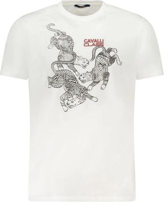 Cavalli Homme, Tops, Blanc, Taille: M T-shirt Homme en Coton Blanc
