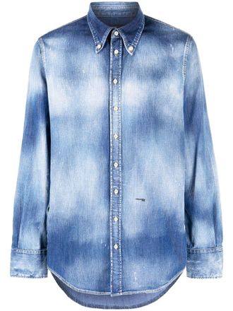 Dsquared2 chemise en jean &agrave; imprim&eacute; tie-dye - Bleu