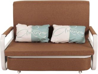 Hhg Neuwertig] Schlafsofa HHG 525, Schlafcouch Couch Sofa, Schlaffunktion Bettkasten Liegefl&auml;che, 130x185cm Stoff/Textil braun