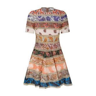 Zimmermann Femme, Robes, Multicolore, Taille: 40 FR Robe Mini en Lin Multicolore Devi Spliced