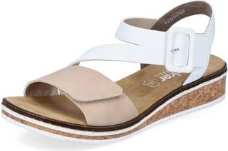 Rieker Femme Sandales V3660, Dame Sandales Fines,Chaussure dété,Sandale dété,Confortable,Plate,Beige (Beige Kombi / 60),36 EU / 3.5 UK