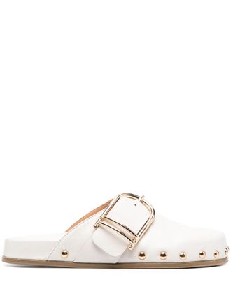 Twin-Set Mules mit Schnallen - Wei&szlig;