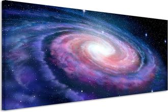 Paul Sinus Art Panoramabild 150x50cm Illustration - Spiralförmige Galaxie auf Leinwand exklusives Wandbild moderne Fotografie für ihre Wand in vielen Größen