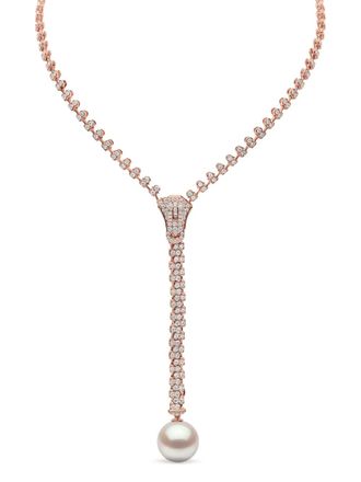 Yoko London collier Zyyp en or rose 18 ct à perle et diamants