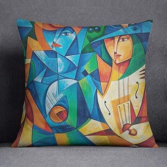 Bonamaison Le Jardin du Lin Kissenhüllen, Cotton, Mehrfarbig, 45x45