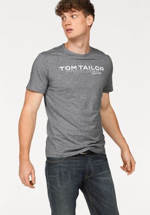Tom Tailor Rundhalsshirt TOM TAILOR, Herren, Gr. XXL, grau (grau meliert), Single Jersey, Obermaterial: 85% Baumwolle, 15% Viskose, bedruckt, regular fit, Rundha
