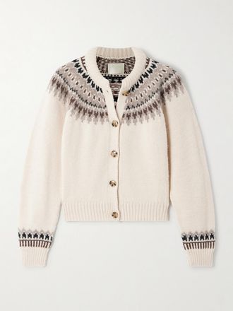 Dôen Cardigan En Laine Mélangée Jacquard Clarke - Crème