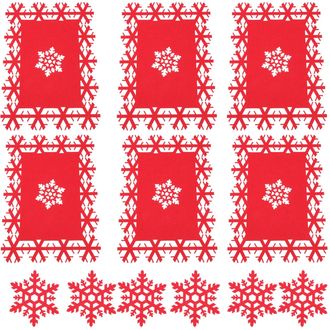 Cabilock 12 St&uuml;ck Filz Tischset und Tassenuntersetzer W&auml;rmed&auml;mmend Hochtemperaturbest&auml;ndig Rot f&uuml;r Weihnachtsfeier und Festliche Dekoration