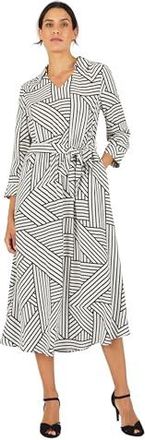 Damart Robe Cr&ecirc;pe Imprim&eacute; Graphique, Femme, Evas&eacute;e, Noir/Blanc Graphique, 44