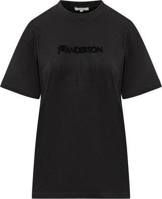 J.W.Anderson Femme, Tops, Noir, Taille: 36 FR T-shirt avec logo brod&eacute;