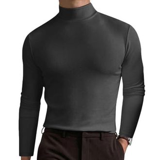 Generic T-shirt &agrave; col montant pour homme, tissu extensible et respirant, style moderne pour la gym ou les tenues d&eacute;contract&eacute;es, gris, XXL