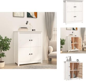 vidaXL Vidaxl - Sideboard Wei&szlig; 83x41,5x100 cm Massivholz Kiefer - Holz Sideboard - Wei&szlig;es Sideboard - Wohnzimmer Sideboard - Kiefernholz Sideboard