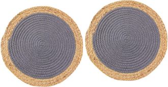 DOITOOL 2st&uuml;cke Runde Naturgewebte Platzsets Als Hitzebest&auml;ndige Tischmatten Untersetzer Und Topflappen F&uuml;r Vielseitigen Gebrauch Robust Und Rei&szlig;fest
