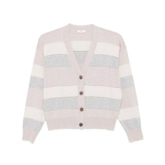 PESERICO Femme, Pulls, Multicolore, Taille: 40 FR Cardigan à rayures col en V