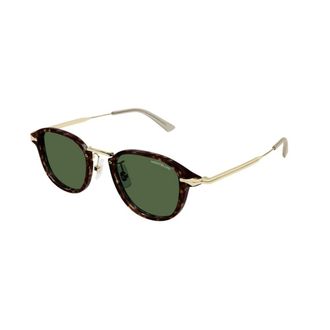 Montblanc Montblanc, Homme, Accessoires, Brun, Taille: 48 MM Lunettes de Soleil Vertes Havana Mb0336S 002