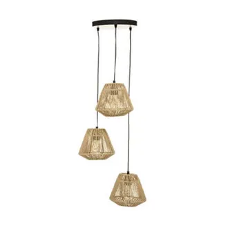 Atmosphera Lampe Suspension 3 T&ecirc;tes Jily 95cm Beige