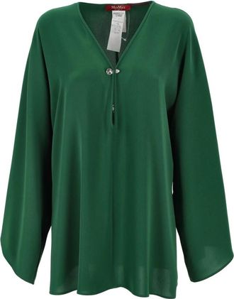 Max Mara Femme, Blouses et Chemises, Vert, Taille: 40 FR Chemisier L&eacute;ger Cady en Couleur 038