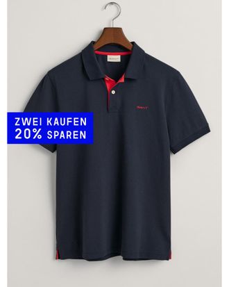 GANT Piqu&eacute;-Poloshirt mit Stretchanteil und Label-Stickerei, Regular Fit in