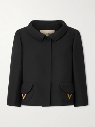 Valentino Garavani Veste En Cr&ecirc;pe De Laine Et De Soie M&eacute;lang&eacute;es &Agrave; Bouton Et &Agrave; Ornements - Noir