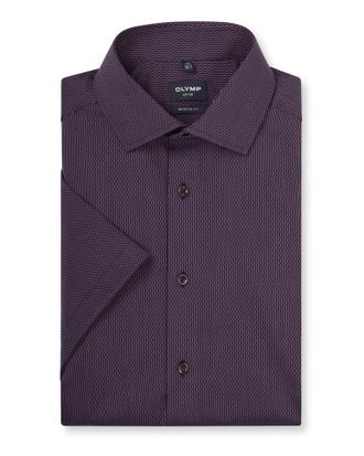 Olymp Luxor, Modern Fit, gemustertes Kurzarmhemd mit Kentkragen in