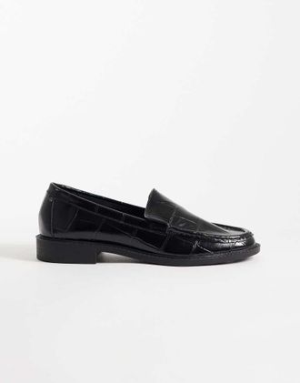 schuh Lipstick - Loafer in Kroko-Schwarz