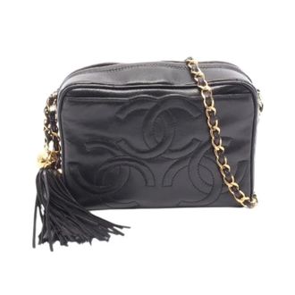 Chanel Pre-owned Triple Coco Mark Lammfell Schultertasche - - Pre-owned - Damen - Schwarzk - ONE SIZE