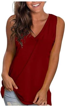 Generic D&eacute;bardeur de travail habill&eacute; pour femme - Coupe ample - Camisole basique - Sans manches - Ourlet incurv&eacute; - Col en V - Tendance - D&eacute;bardeurs de printem