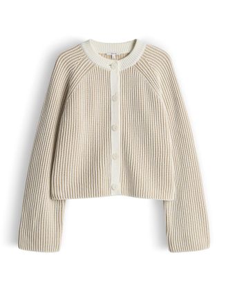 OPUS Damen Strickjacke | Delsie Regular Cardigan im zweifarbigen Streifendesign Soft Oat, 36